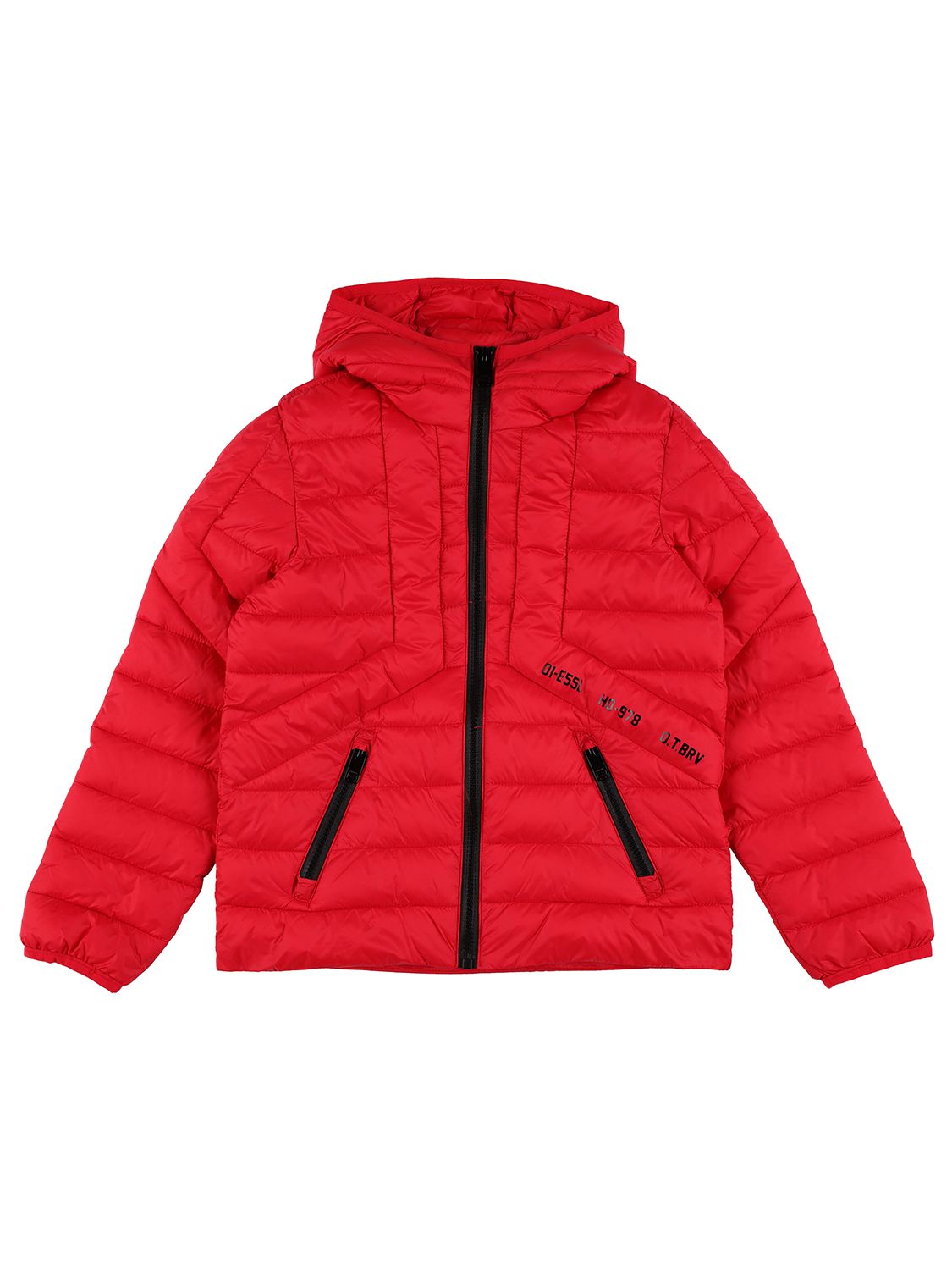 Diesel Kids' Hooded Nylon Puffer Jacket In Red | ModeSens
