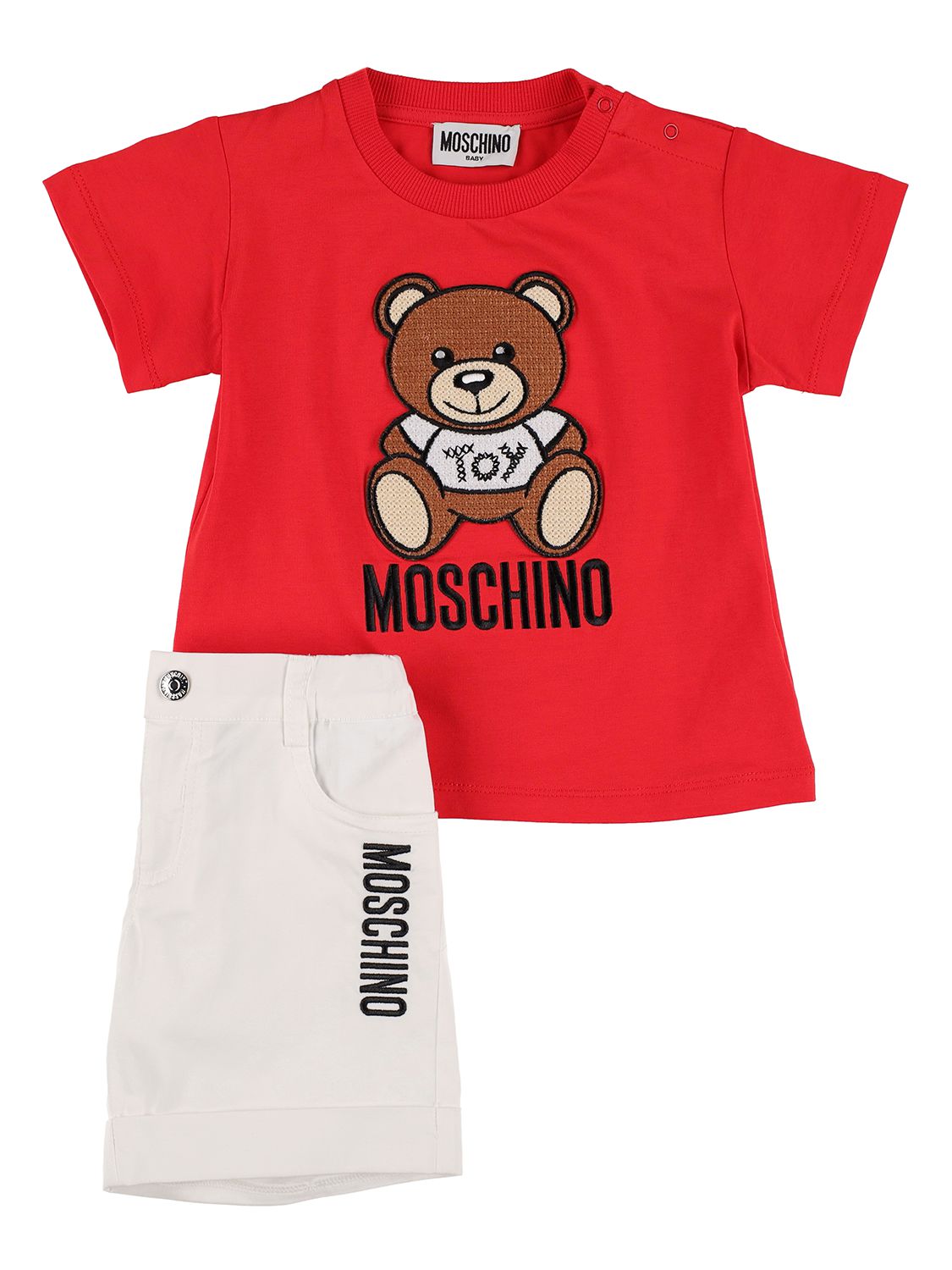 Moschino Kids' Toy Logo Cotton Jersey T-shirt & Shorts In Red,white ...