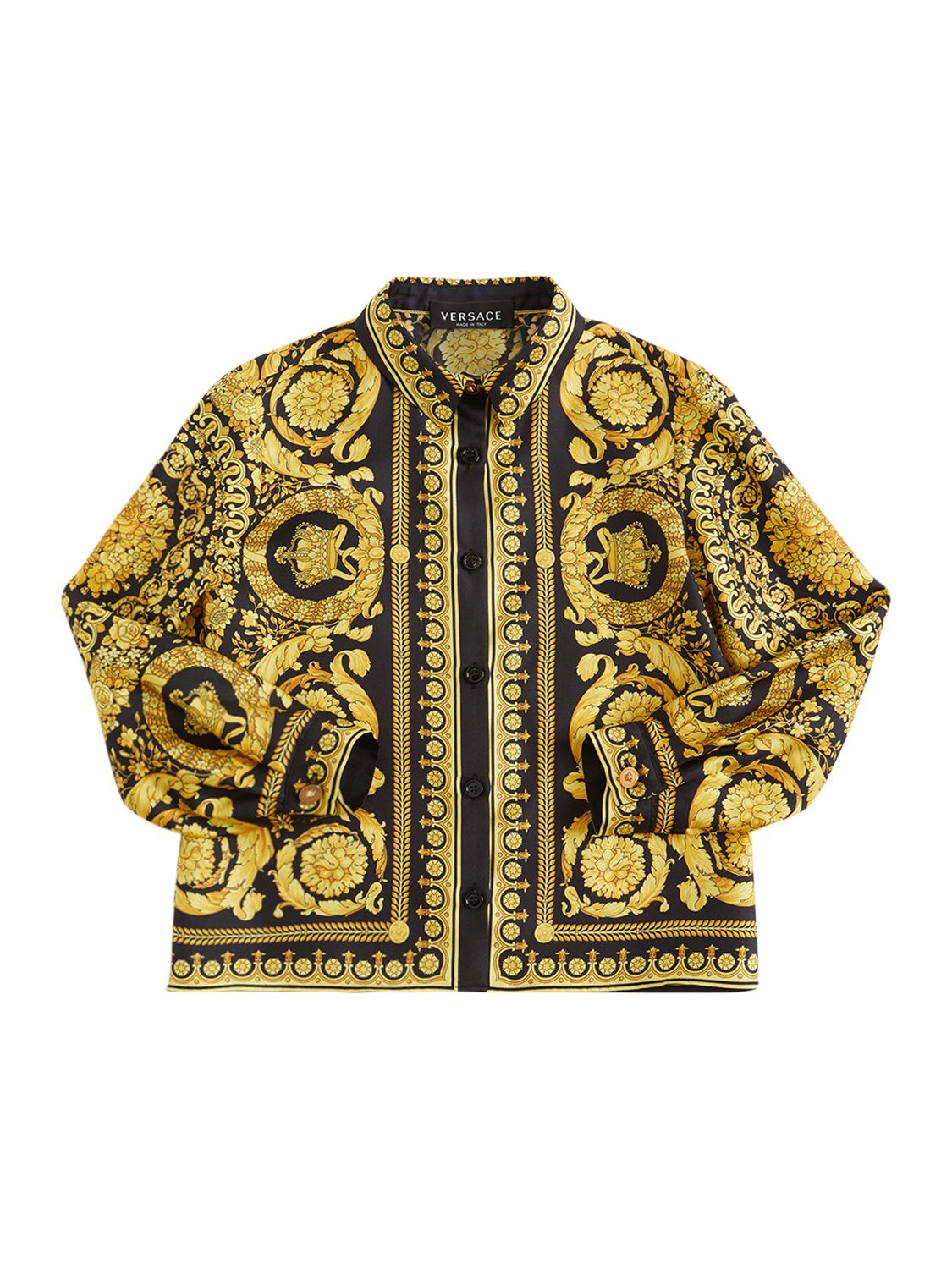 Versace - Baroque print silk shirt - Yellow/Black | Luisaviaroma