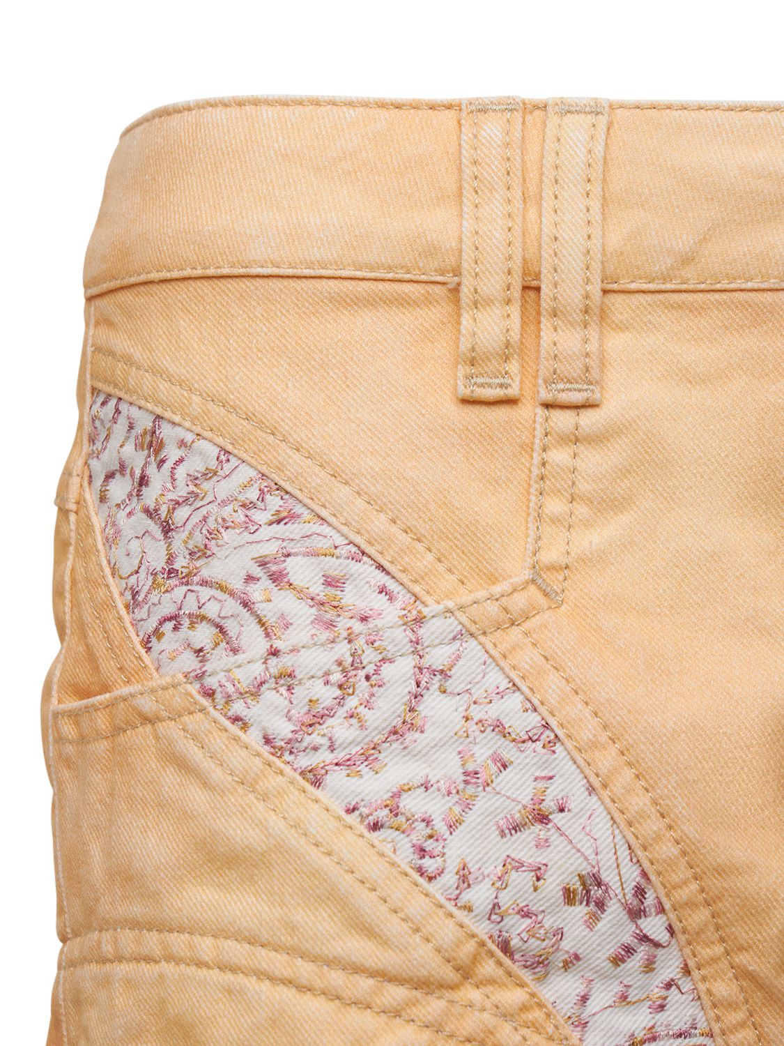 Isabel Marant Neida Quilted Panel Denim Shorts In Yellow | ModeSens