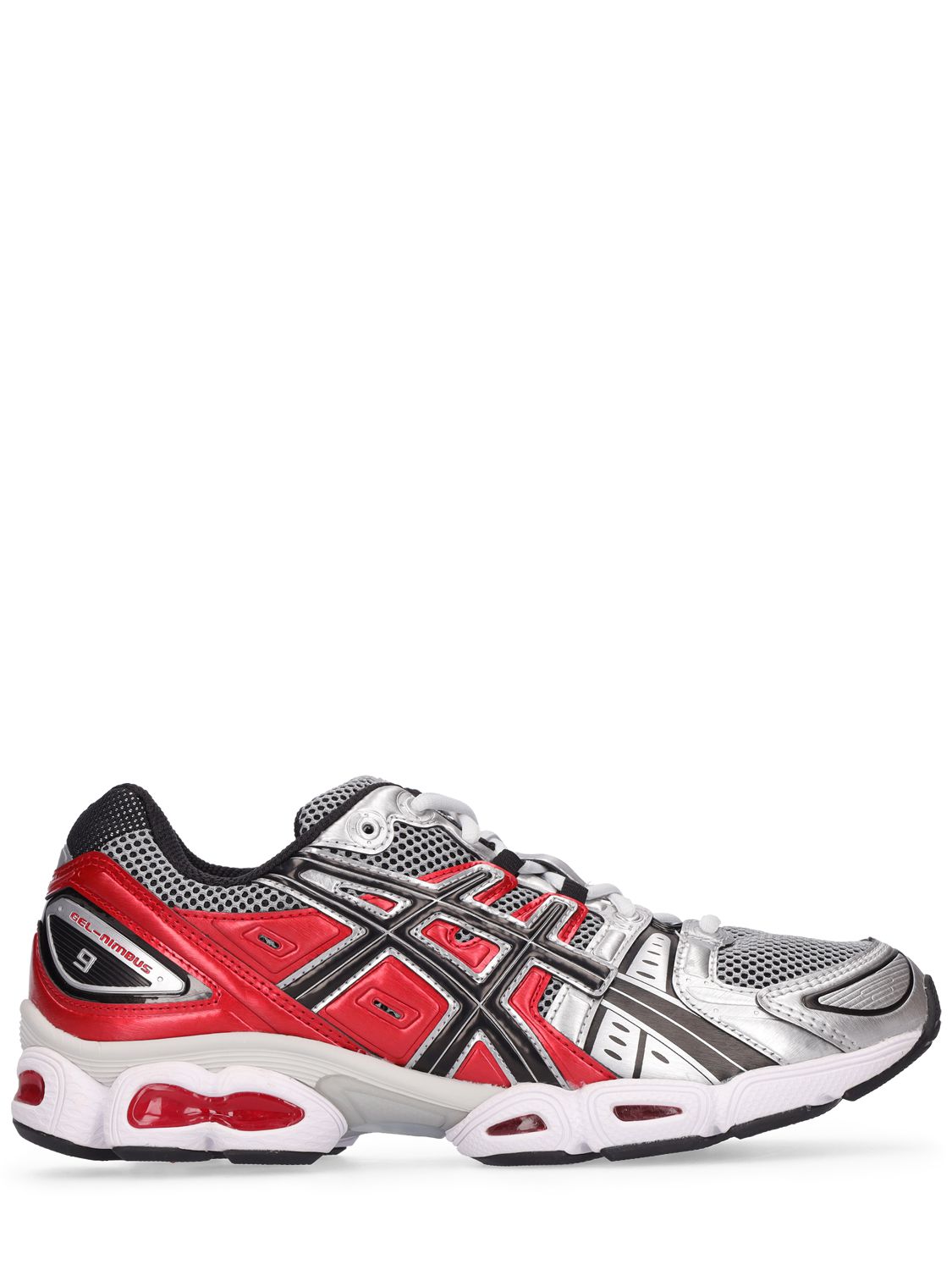 Asics Red & Silver Gel-nimbus 9 Sneakers In Silver,red | ModeSens