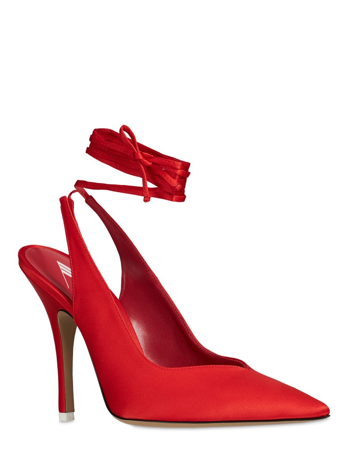 Attico 105mm Venus Satin Lace Up Pumps In Coral Modesens