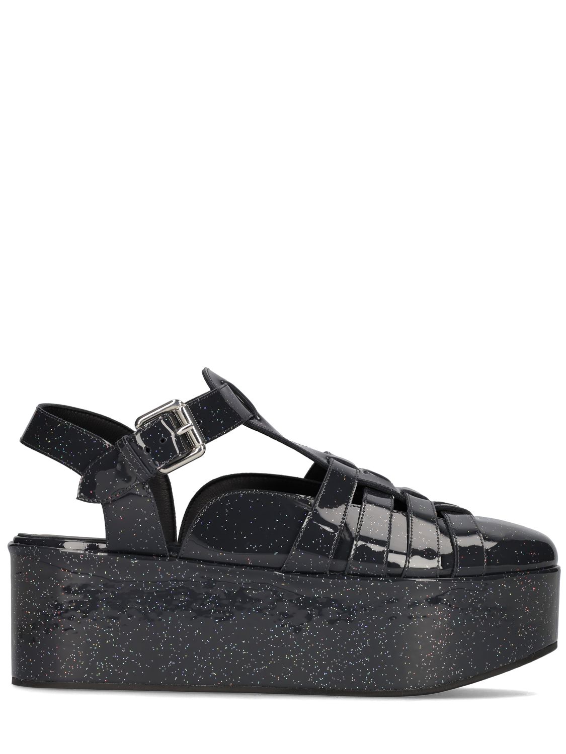 Loewe Glittered Patent-leather Platform Sandals In 블랙 | ModeSens