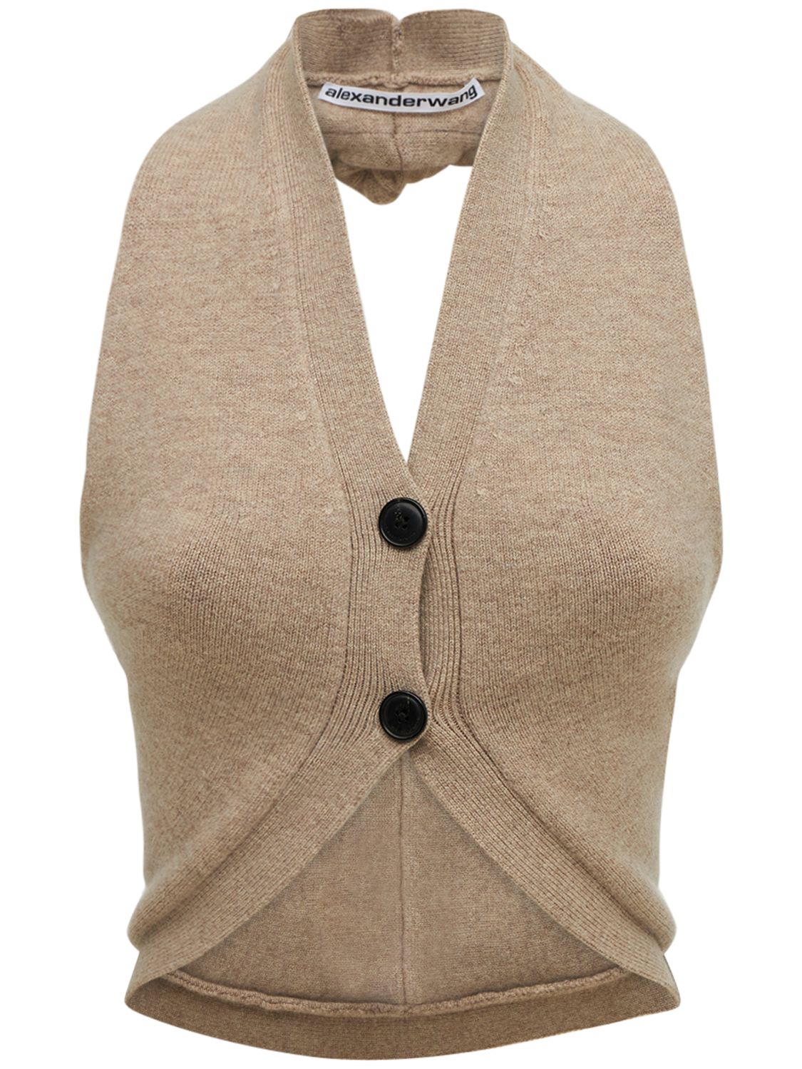 Alexander Wang Wool Blend Halter Cardigan Top In Beige | ModeSens