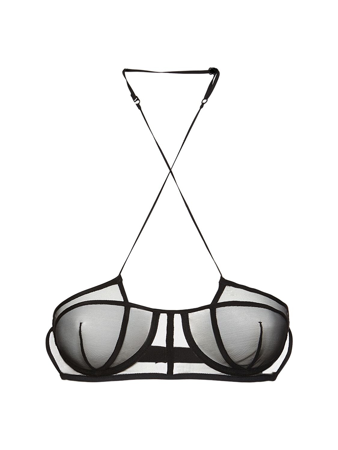 Nensidojaka Sheer Tulle Front Cross Halter Bra Modesens