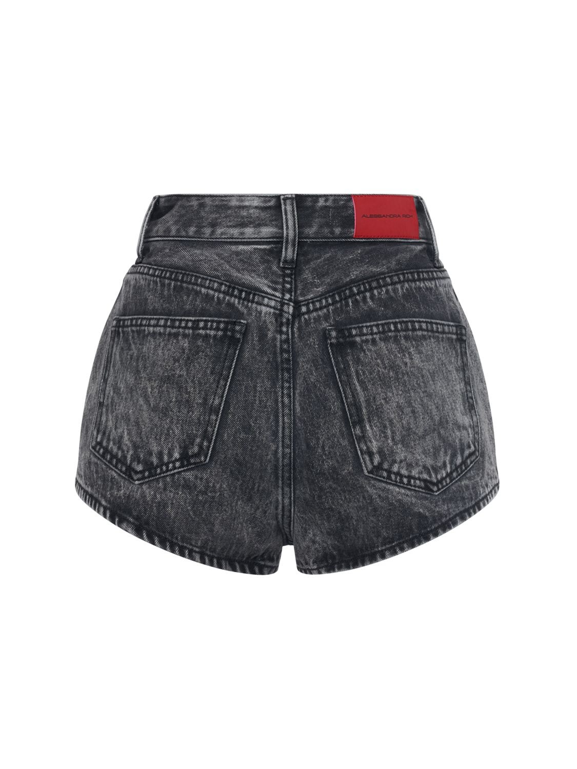 Alessandra Rich High Rise Cotton Denim Mini Shorts In Grey | ModeSens