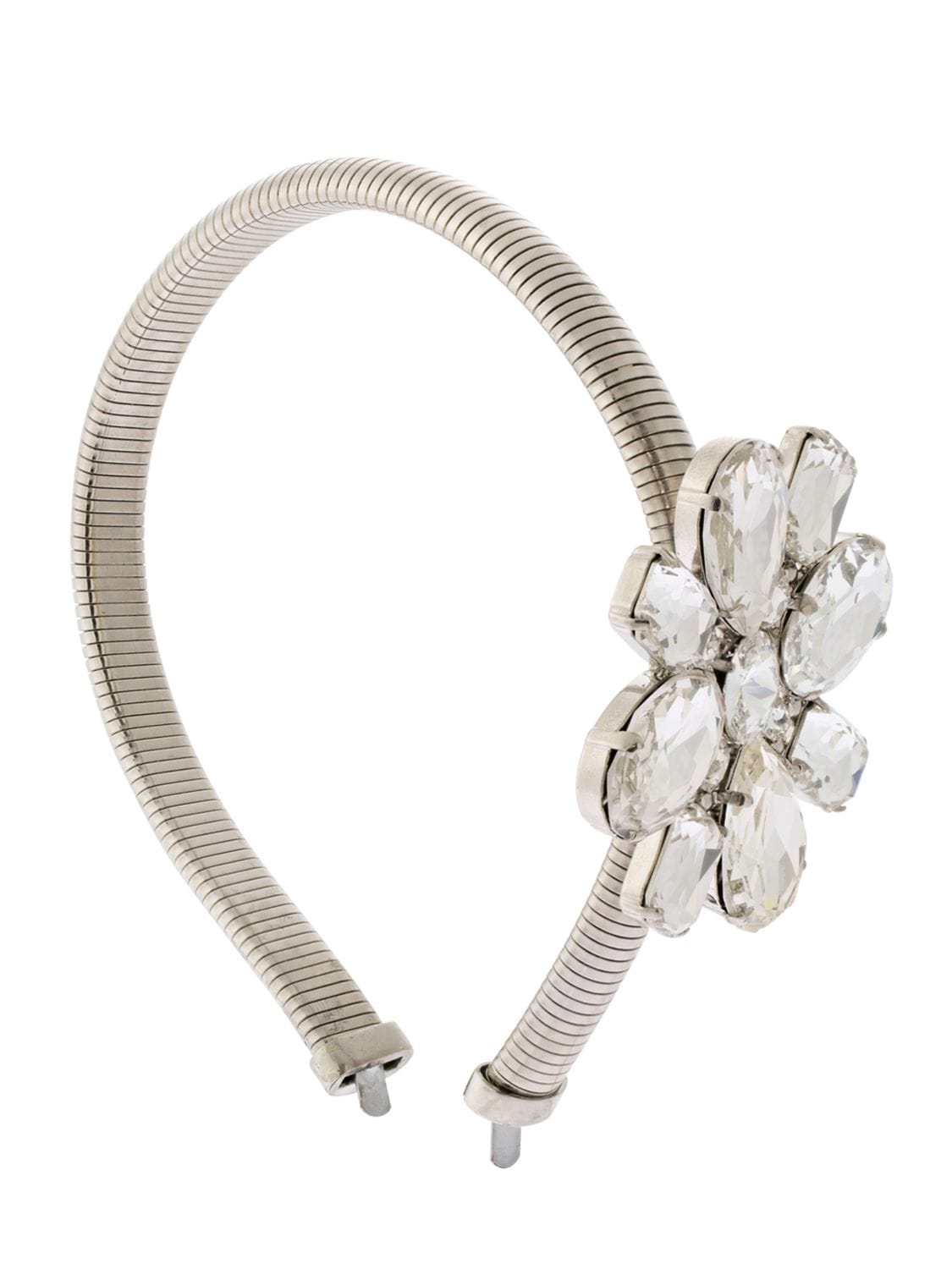 Alessandra Rich Crystal Side Flower Headband Silver Luisaviaroma
