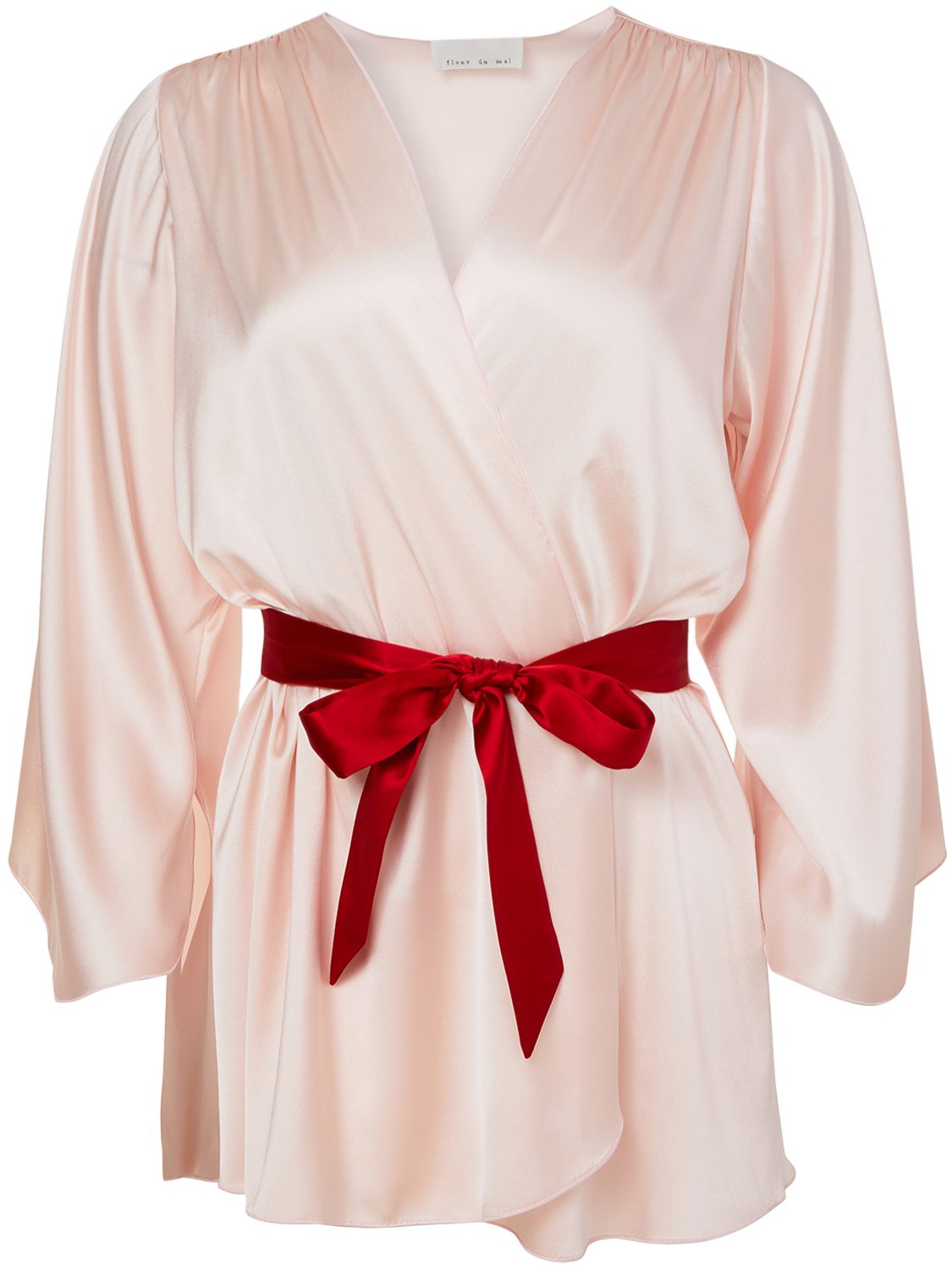Fleur Du Mal Angel Belted Stretch-silk Satin Robe In Pink | ModeSens
