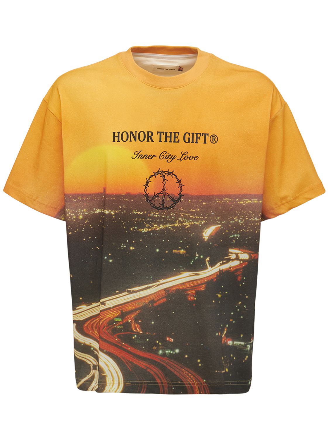 Honor The Gift Sunset Skyline Logo Jersey T shirt Orange Luisaviaroma