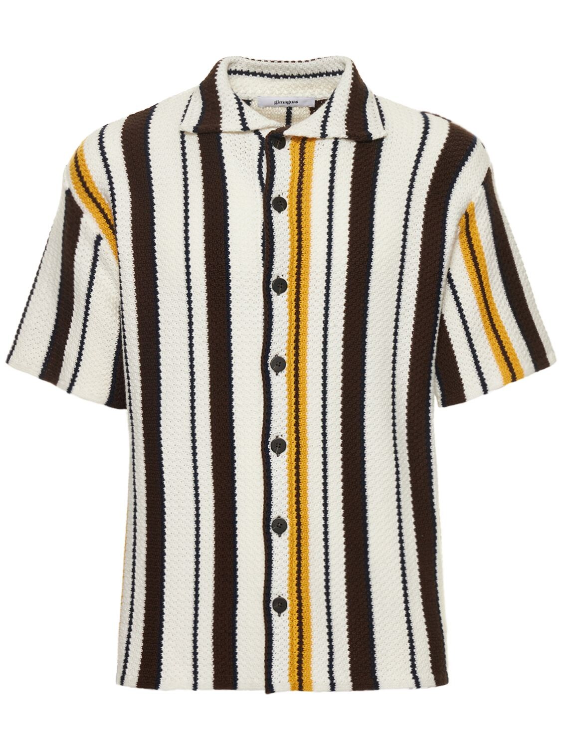 Gimaguas Stripes Print Cotton Knit Shirt In Yellow,brown | ModeSens