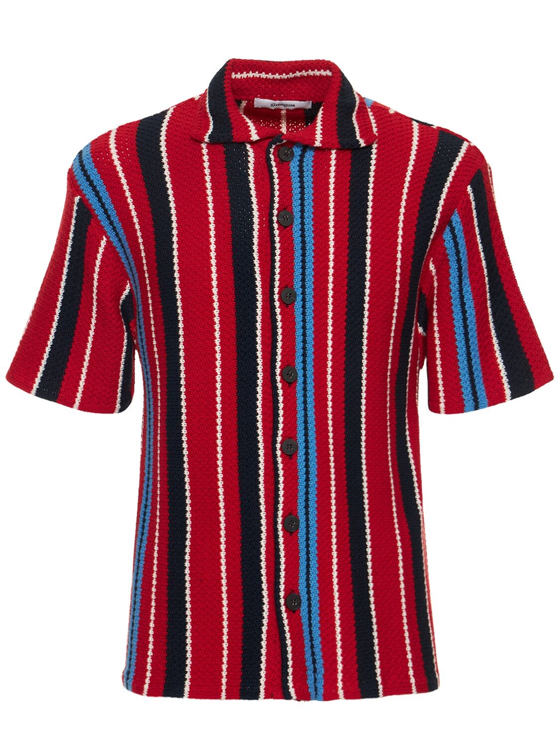 Gimaguas Stripes Print Cotton Knit Shirt In Red,blue | ModeSens
