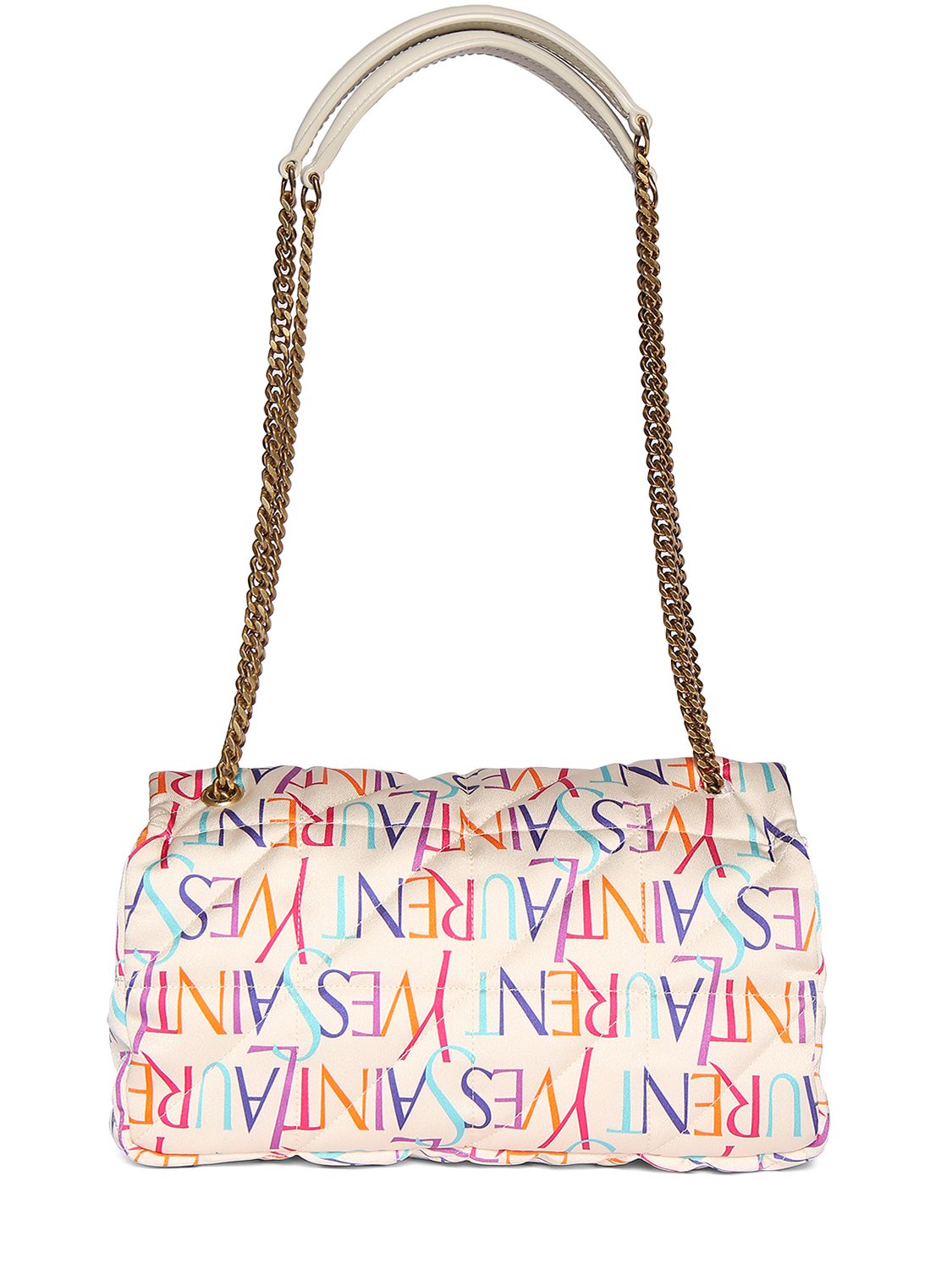 Saint Laurent Jamie Medium Leather-trimmed Quilted Printed Satin Shoulder Bag In Multicolore ...