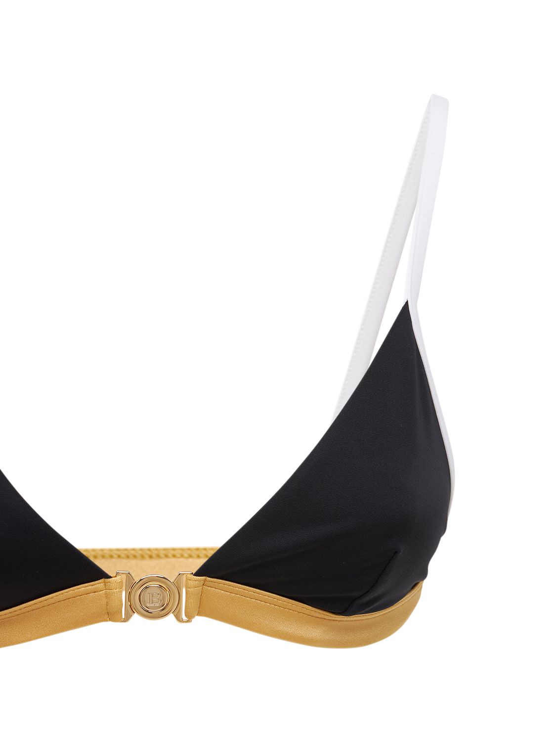 Balmain Tricolor Triangle Bikini In Black,gold | ModeSens