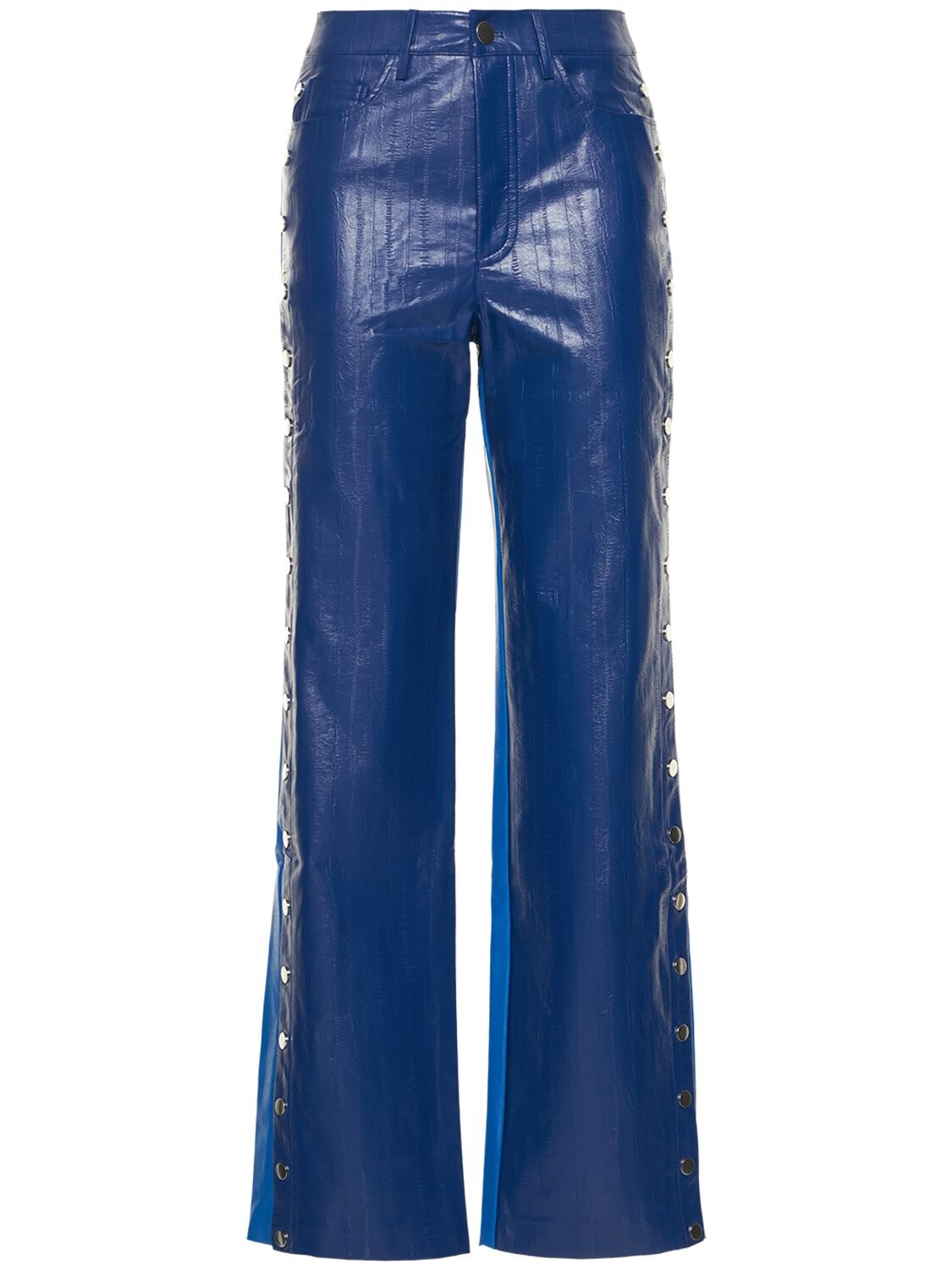 Rotate Birger Christensen Bibi Faux Leather Straight Pants In Blue ... Rotate Birger Christensen Bibi Faux Leather Straight Pants In Blue ...