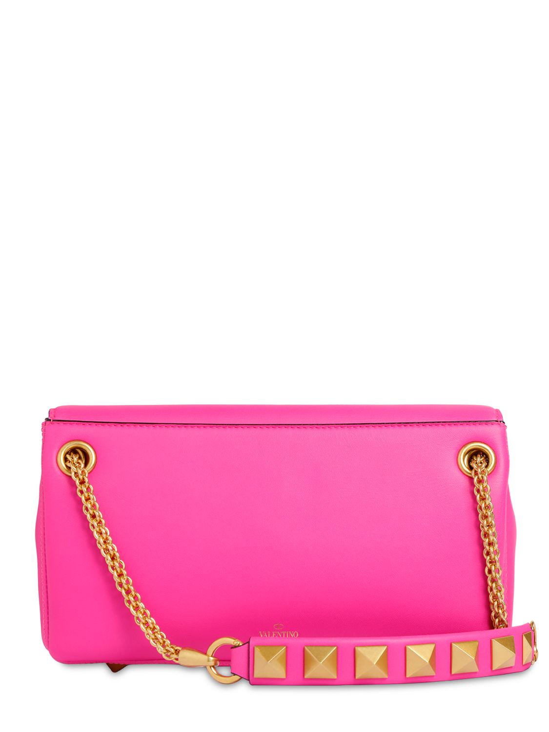 Valentino Garavani Stud & Logo Leather Shoulder Bag In Uwt Pink Pp ...