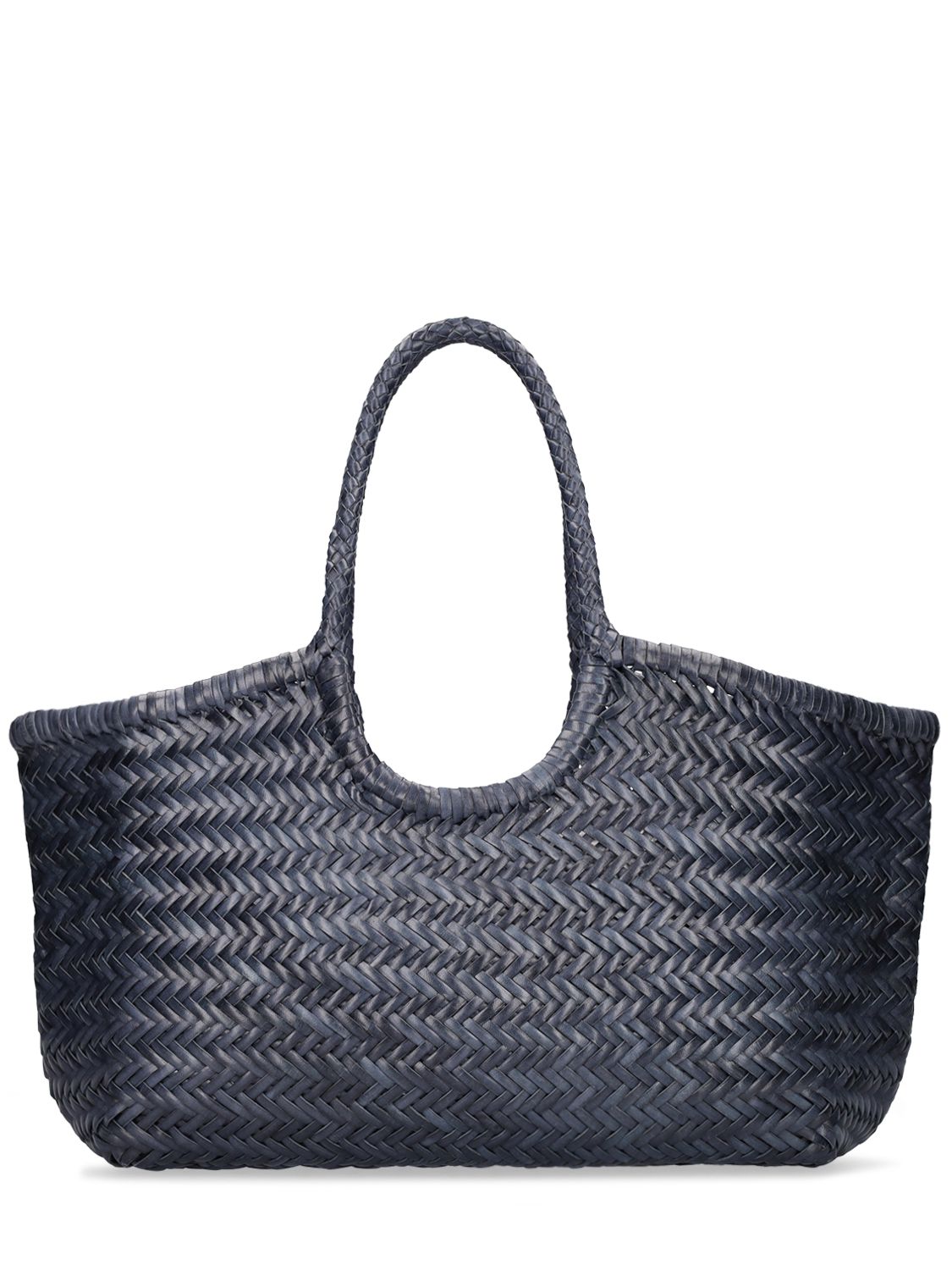Dragon Diffusion Big Nantucket Woven Leather Basket Bag In Marine Blue ...