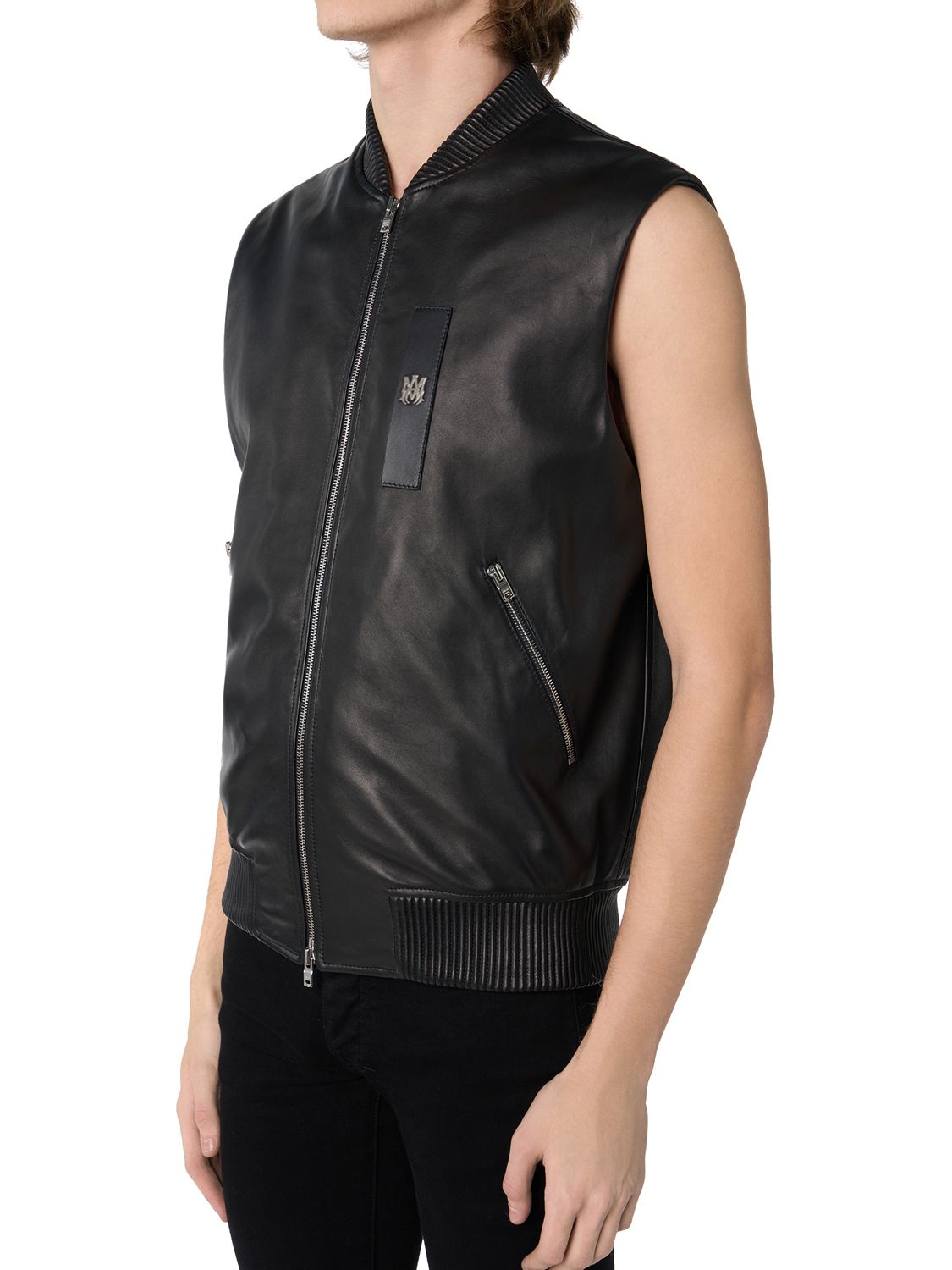 Amiri Men's Sheep Leather Vest In Black | ModeSens
