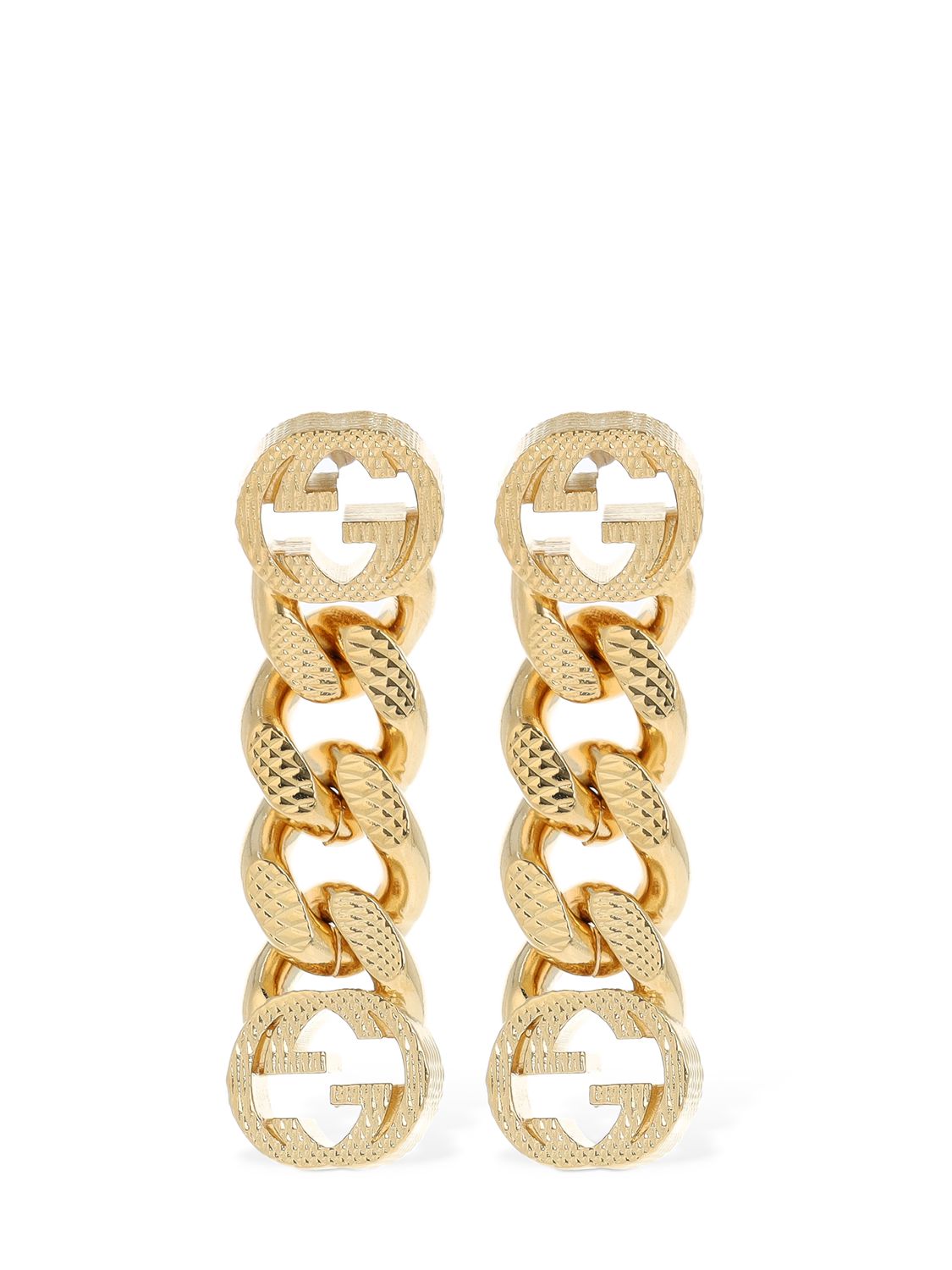 Gucci Interlocking G Chain Earrings In Gold | ModeSens