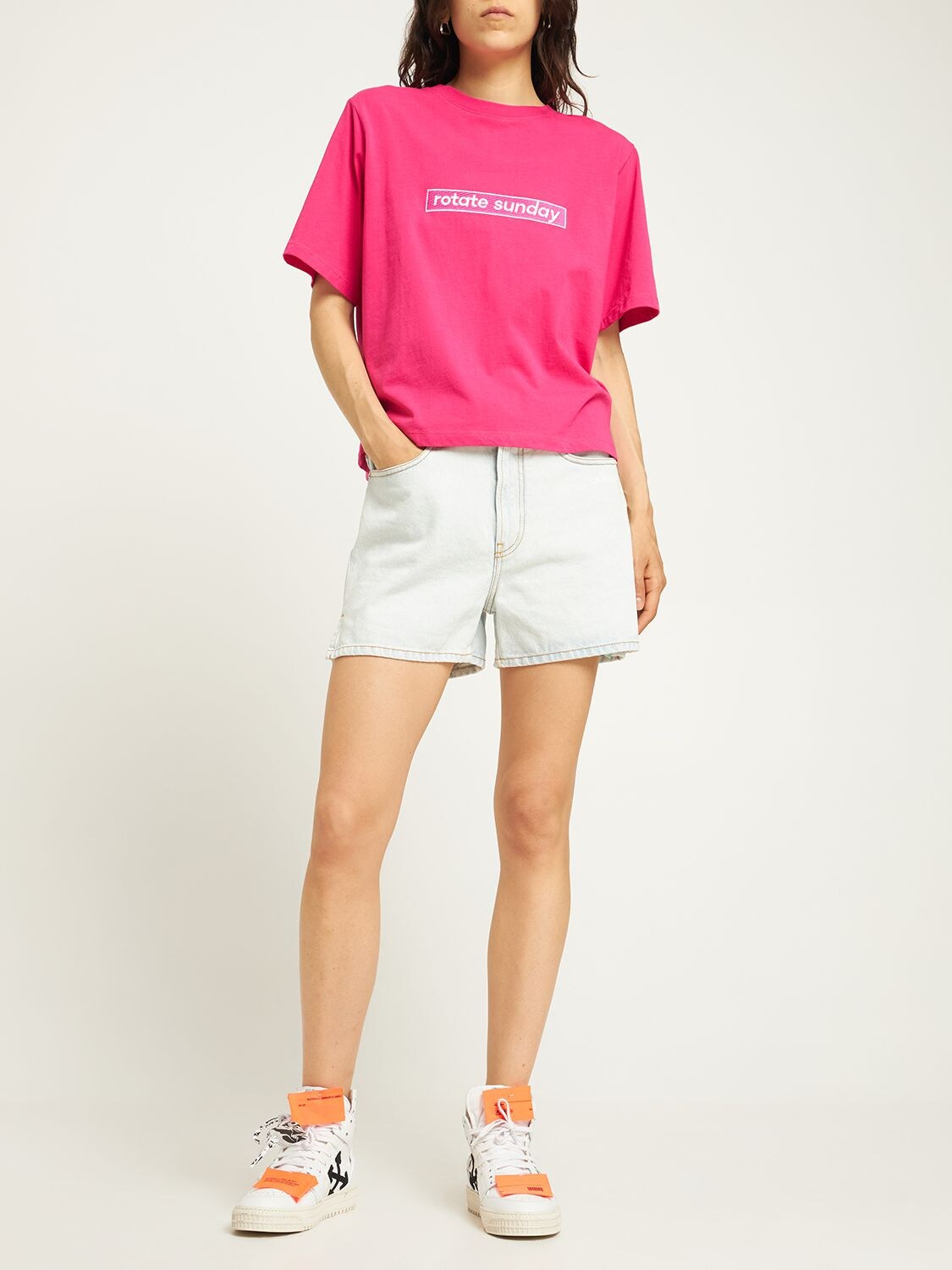 Rotate Birger Christensen Aster Logo Organic Cotton T-shirt In Fuchsia ...