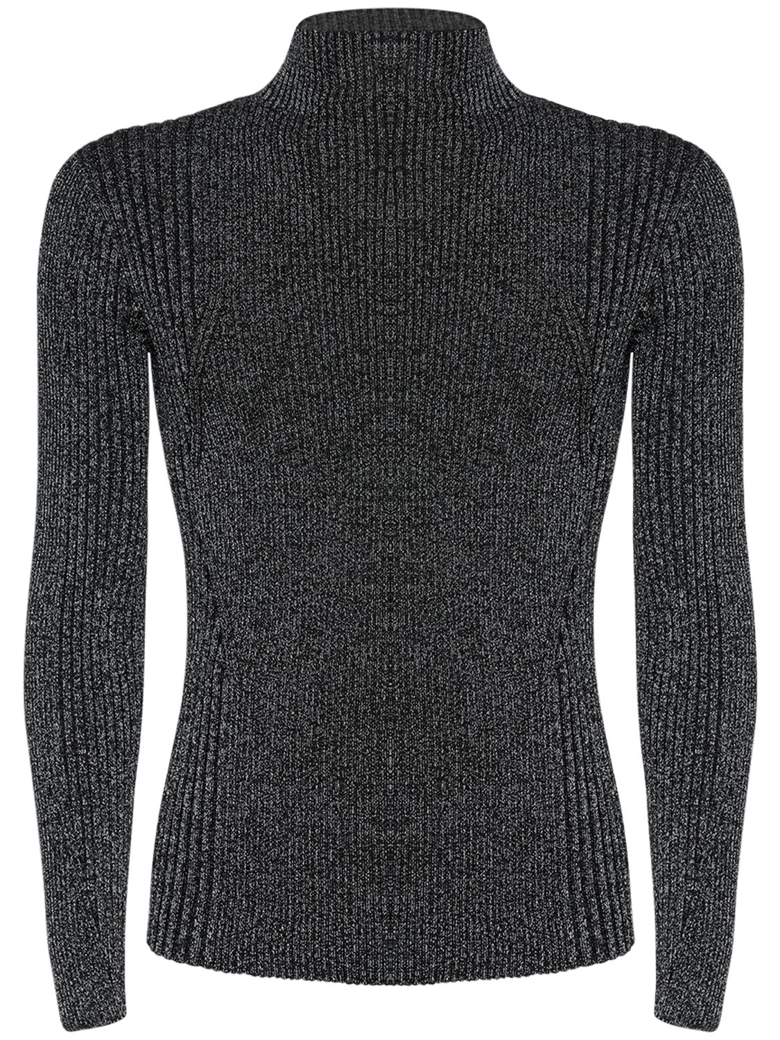 Dion Lee Reflective Wool Blend Knit Turtleneck In Black | ModeSens