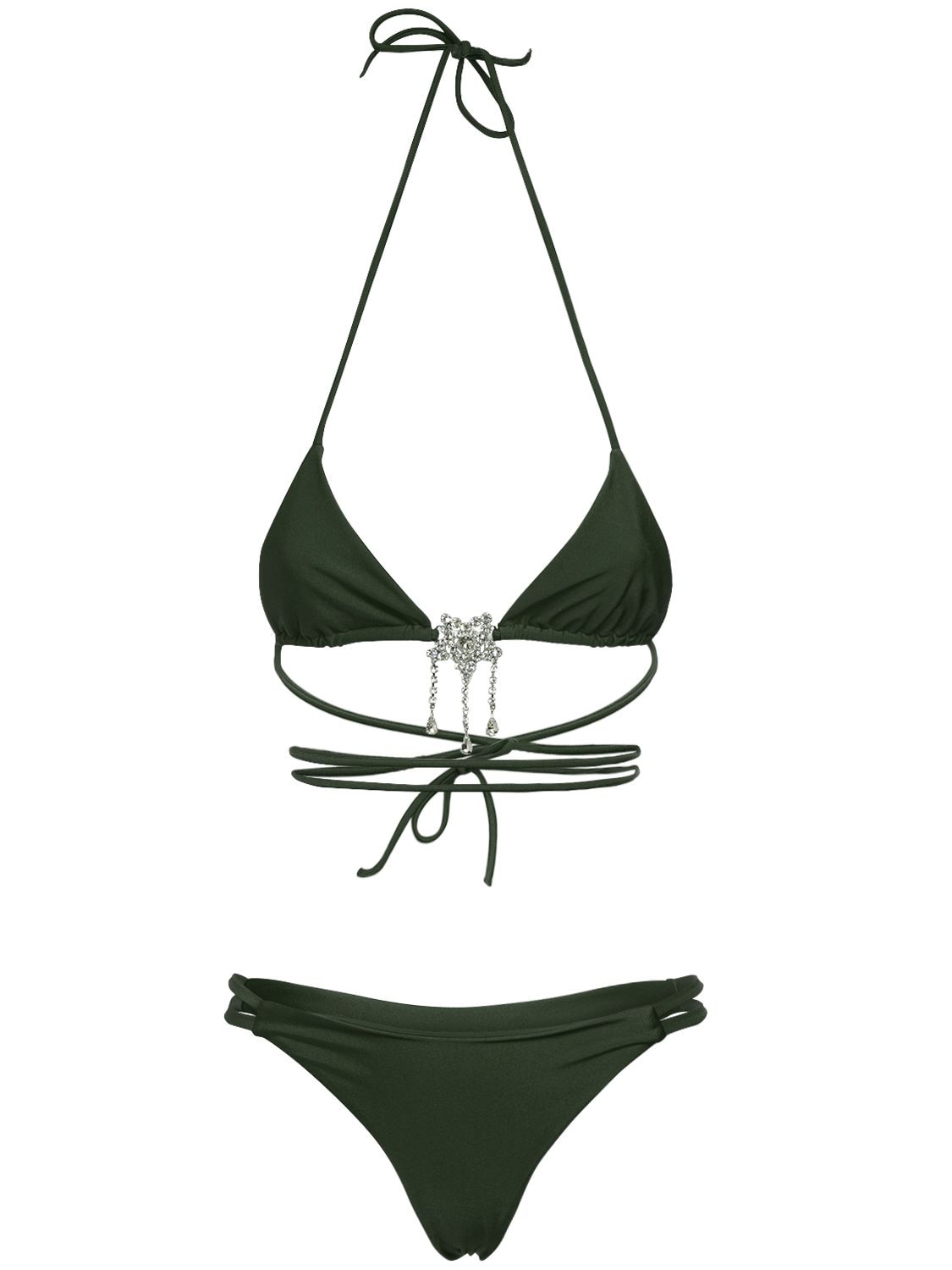 Alessandra Rich - Tie embellished bikini - Green | Luisaviaroma