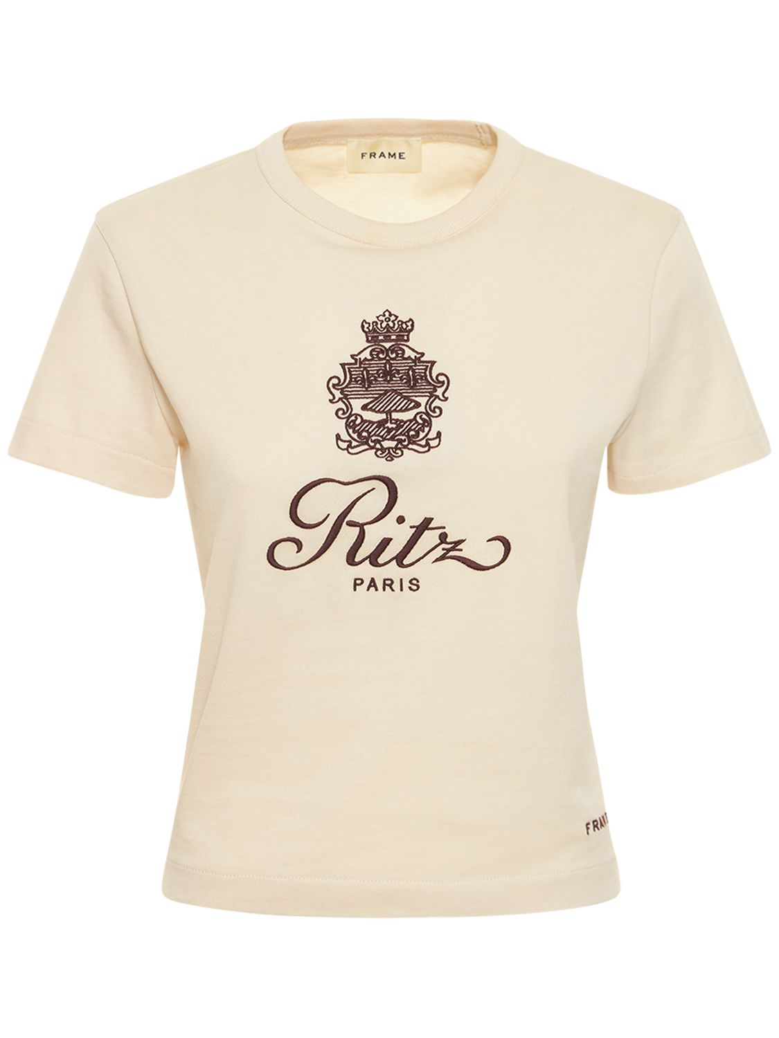 Frame Ritz Logo Jersey T-shirt In Ivory | ModeSens