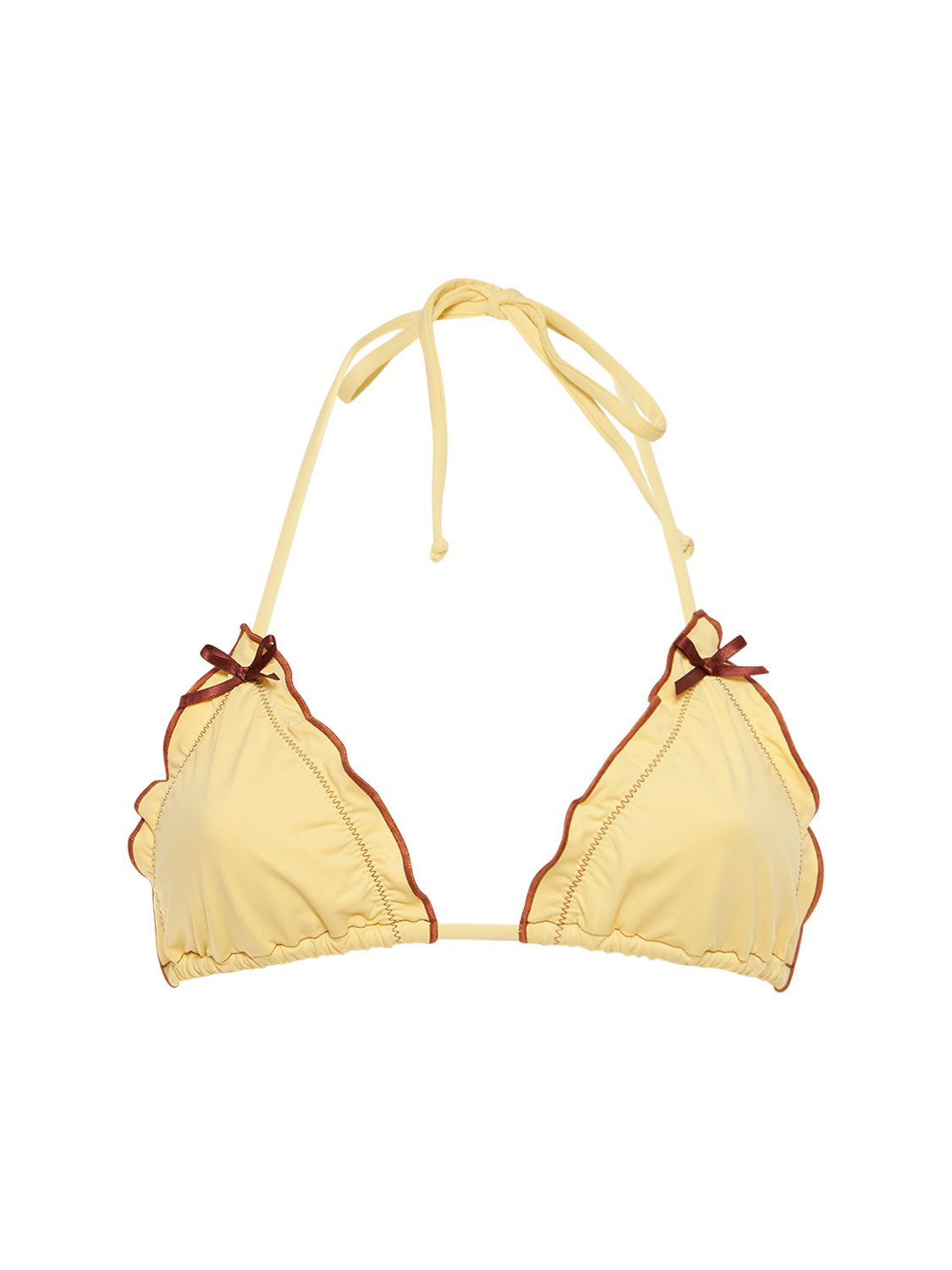 Frankies Bikini Tia Ruffled Triangle Bikini Top In Yellow | ModeSens