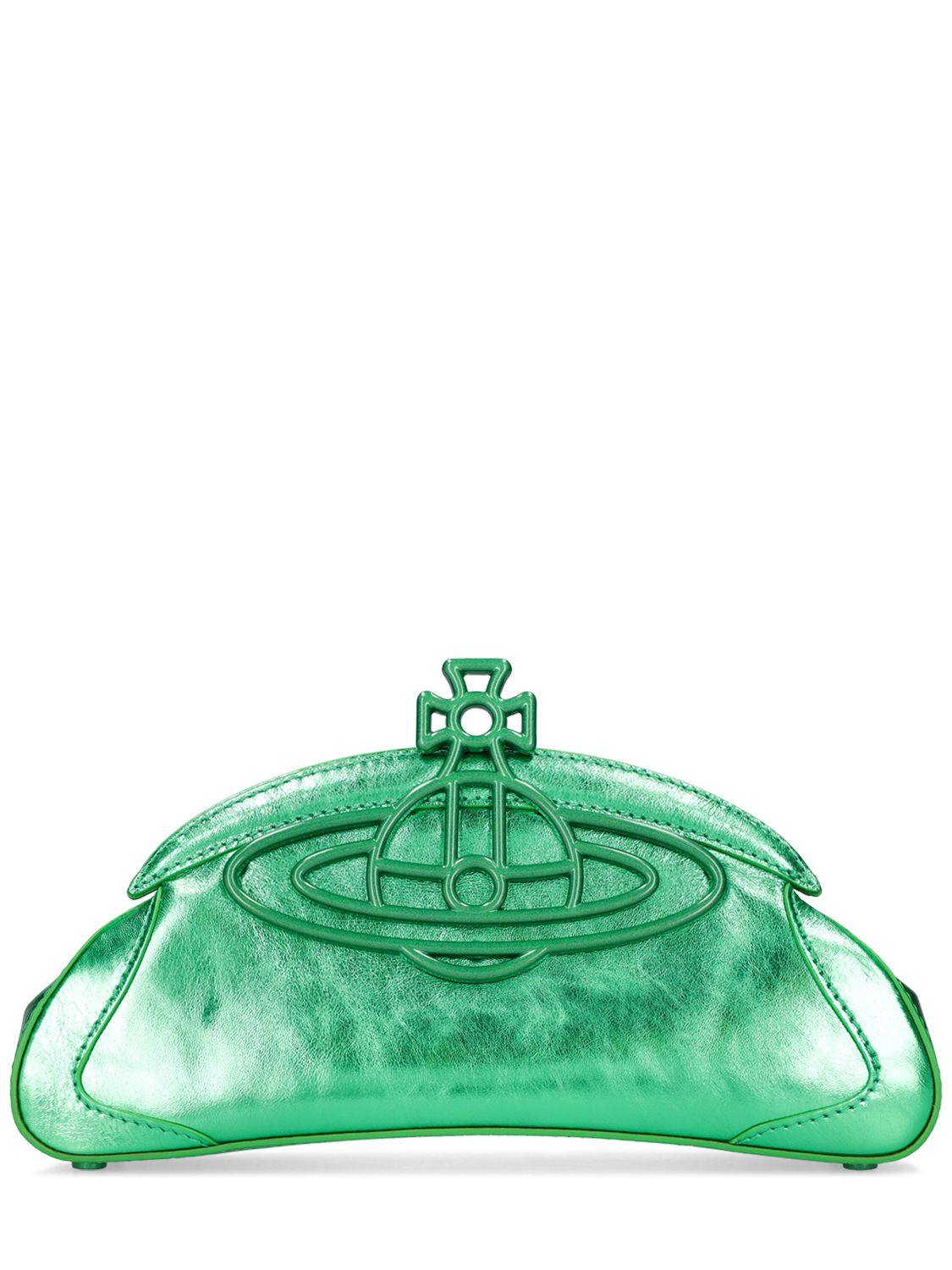 Vivienne Westwood Amber Metallic Leather Clutch In Green | ModeSens