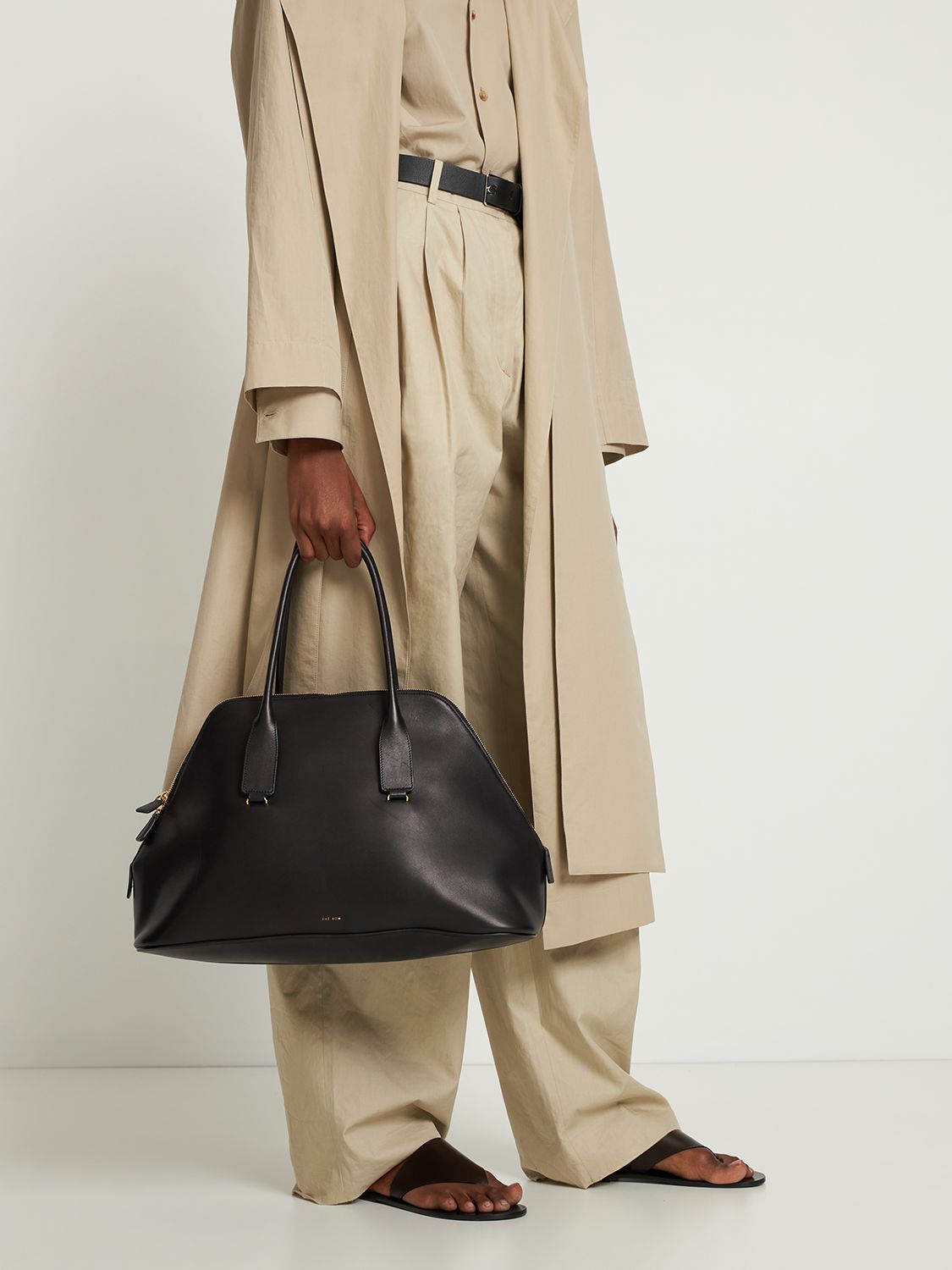 The Row Leather Devon Tote Bag In Black | ModeSens