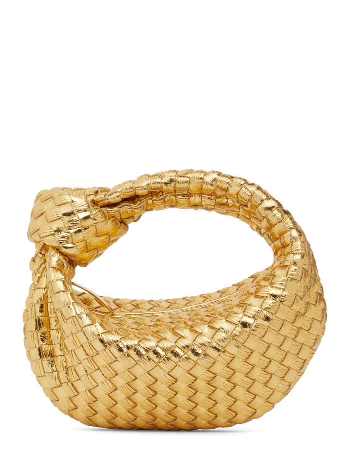 Bottega Veneta Mini Jodie Laminated Top Handle Bag In Gold | ModeSens