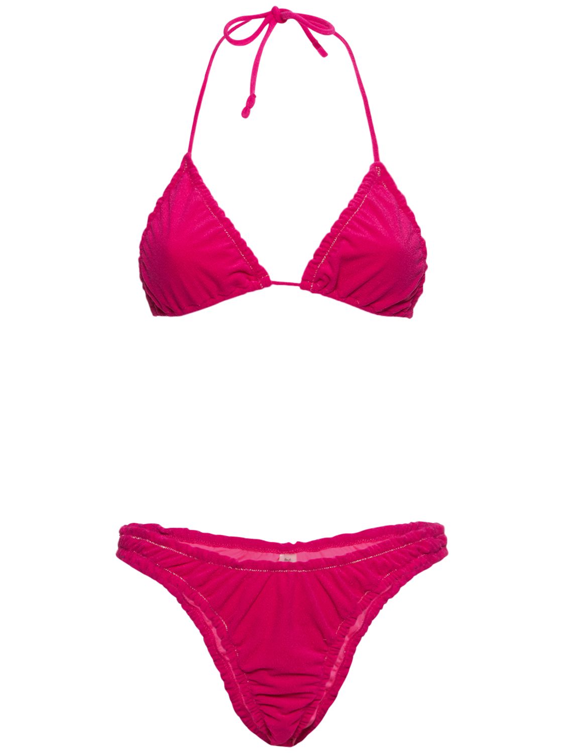 Reina Olga Guia Solid Terry Triangle Bikini In Fuchsia | ModeSens