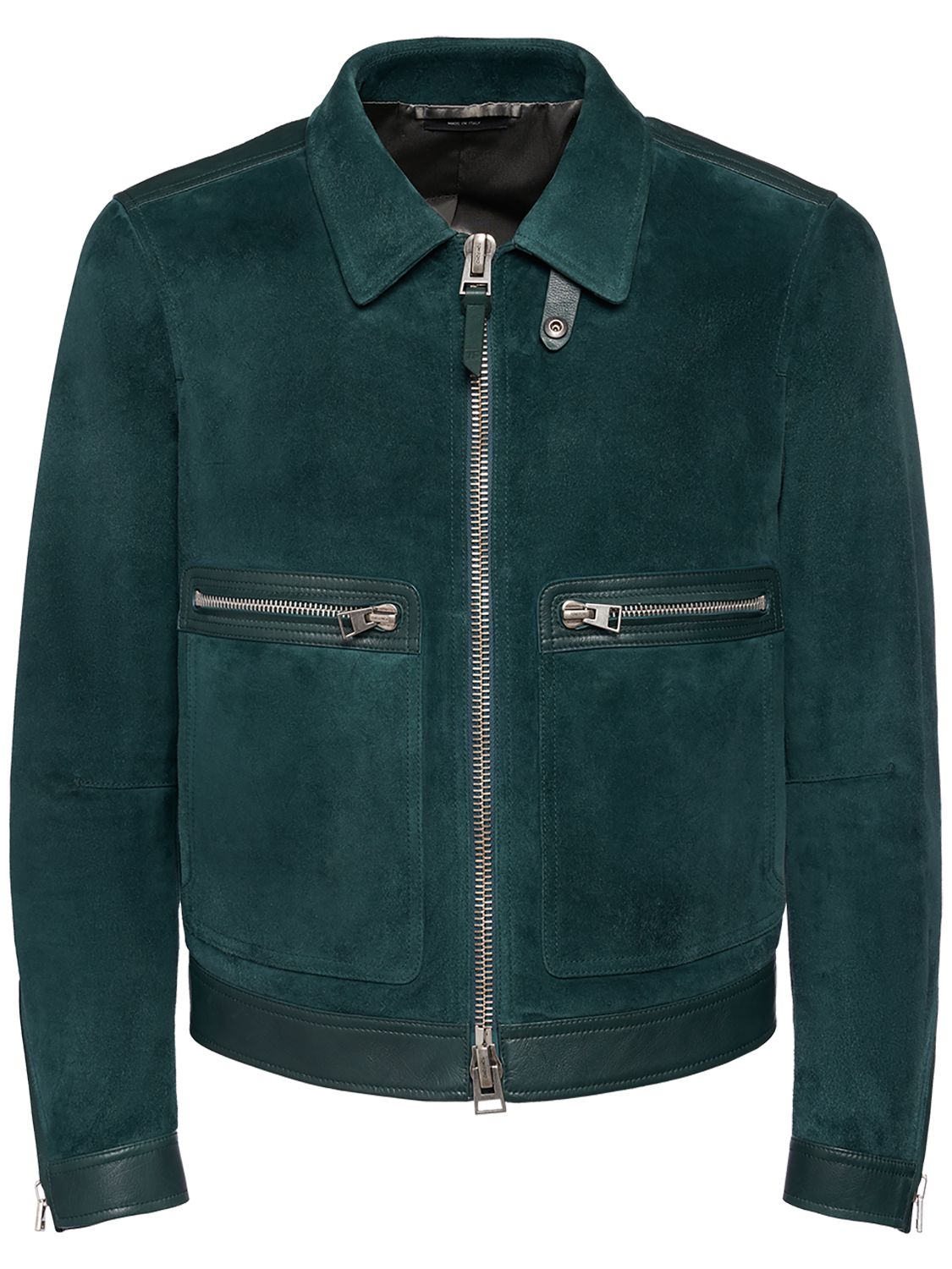 Tom Ford Brushed Suede Blouson Jacket In Dark Teal | ModeSens