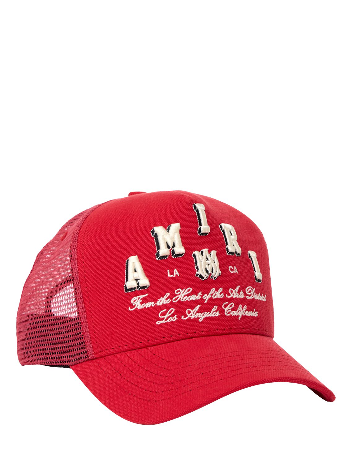 Amiri Logo-embroidered Cotton Trucker Cap In Red | ModeSens