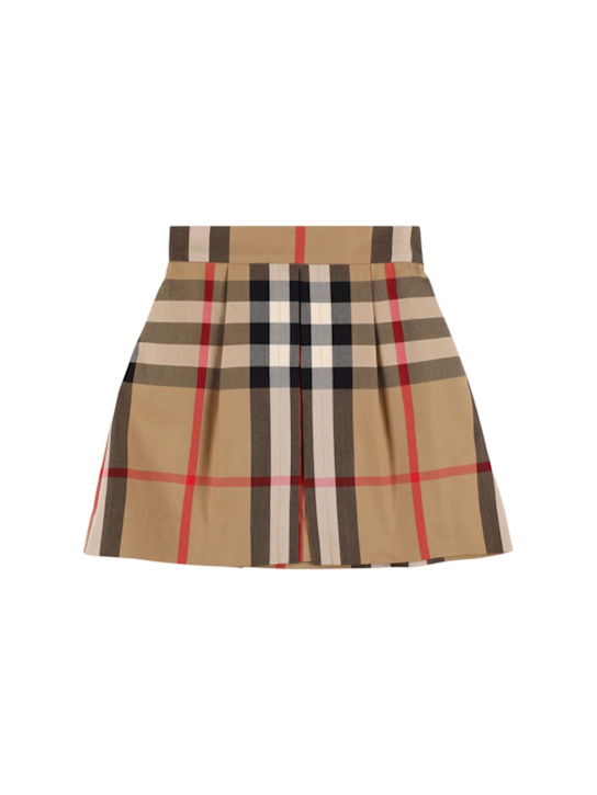 Check print pleated cotton skirt Burberry Girls Luisaviaroma